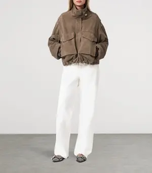 ALLSAINTS Suede Bomber Jacket - Brown