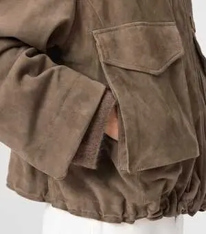ALLSAINTS Suede Bomber Jacket - Brown