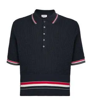 Thom Browne Cotton Ripple-stitch Polo Shirt - Navy