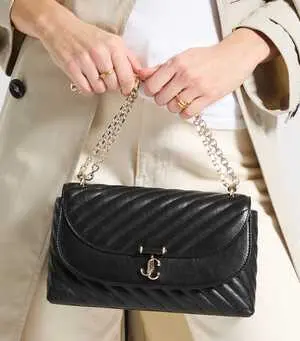 JIMMY CHOO Medium Leather Curve Cross-body Bag - Black