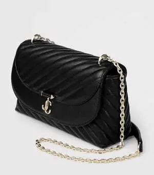 JIMMY CHOO Medium Leather Curve Cross-body Bag - Black