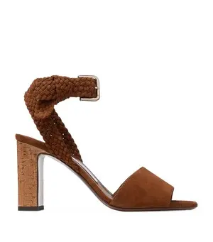 JIMMY CHOO Rori 85 Suede Braided Sandals - Brown