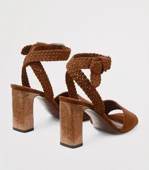 JIMMY CHOO Rori 85 Suede Braided Sandals - Brown