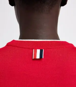 Thom Browne Wool-blend 4-bar Short-sleeve Sweater - Red