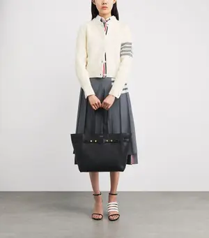 Thom Browne Wool Hector 4-bar Cardigan - White