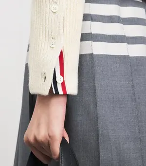 Thom Browne Wool Hector 4-bar Cardigan - White
