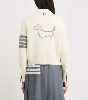 Thom Browne Wool Hector 4-bar Cardigan - White