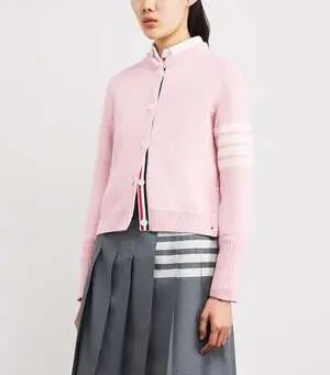 Thom Browne Wool Hector 4-bar Cardigan - Pink