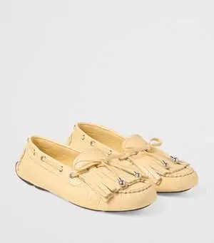 JIMMY CHOO Manon Flat Leather Loafers - Yellow
