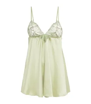 COCO DE MER Laurel Babydoll Slip Dress - Green