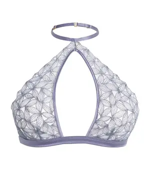 COCO DE MER Lace Halterneck Esme Soft Bra - Blue