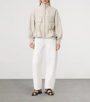 ALLSAINTS Leather Flor Jacket - White