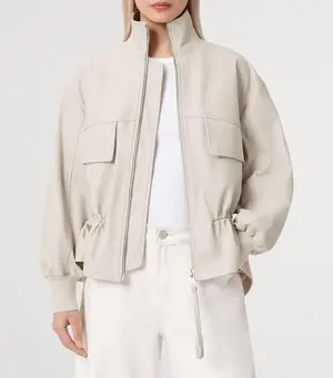 ALLSAINTS Leather Flor Jacket - White