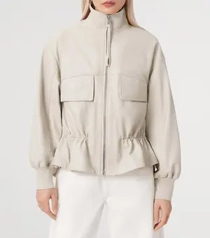 ALLSAINTS Leather Flor Jacket - White