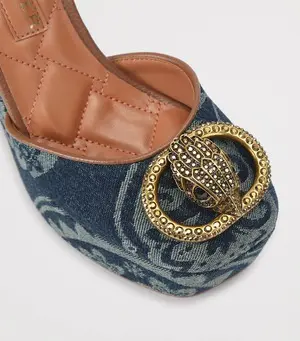 Kurt Geiger Denim Embellished Platform Heels Blue