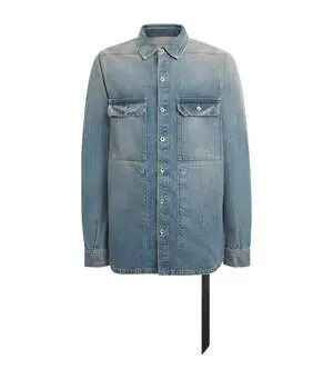 Rick Owens Distressed Denim Overshirt - Blue