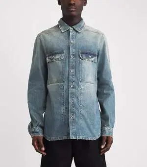 Rick Owens Distressed Denim Overshirt - Blue