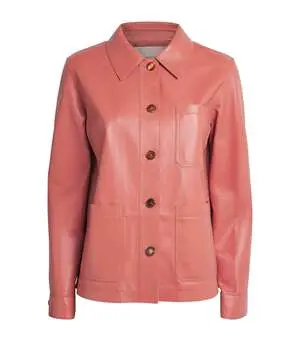 Lafayette 148 New York Lambskin Patch-pocket Jacket - Pink