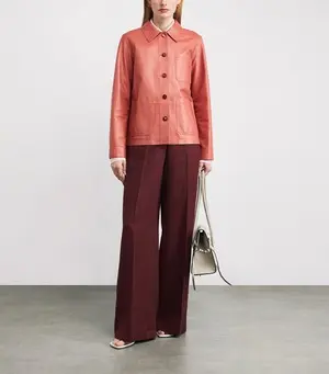 Lafayette 148 New York Lambskin Patch-pocket Jacket - Pink