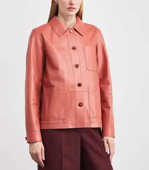 Lafayette 148 New York Lambskin Patch-pocket Jacket - Pink