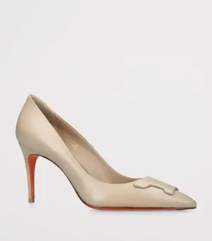 Santoni Leather Sibille Pumps 85 - Beige