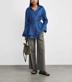 Staud Cotton-blend Stripe Mateo Trousers - Grey