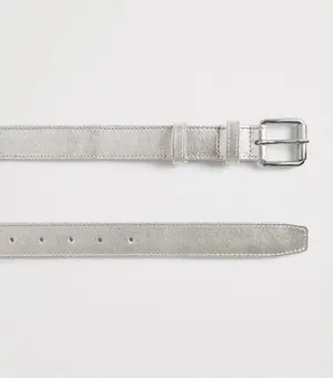 Comme Des Garçons Metallic Leather Buckle Belt