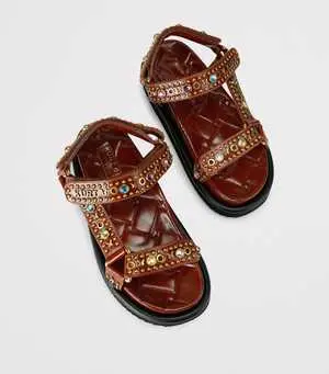 Kurt Geiger Leather Embellished Orson Sandals