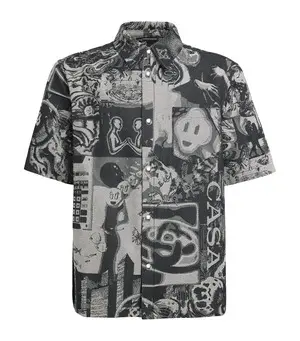 Casablanca Rave Collage Denim Shirt - Black