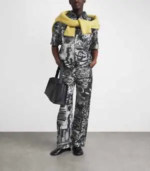 Casablanca Rave Collage Denim Shirt - Black