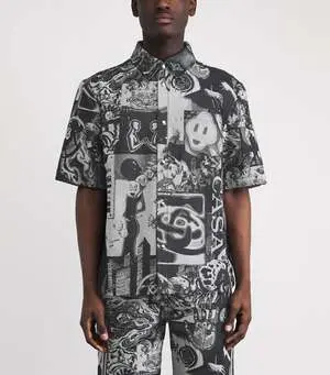 Casablanca Rave Collage Denim Shirt - Black