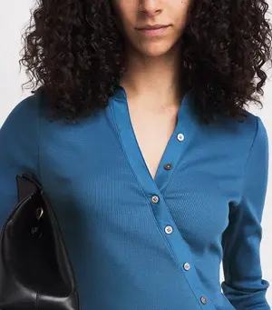 Veronica Beard Asymmetric Button-down Shirt - Blue