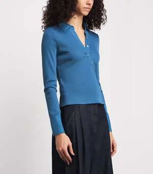 Veronica Beard Asymmetric Button-down Shirt - Blue