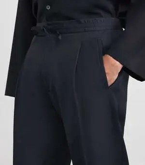 LARDINI Wool Drawstring Trousers - Navy