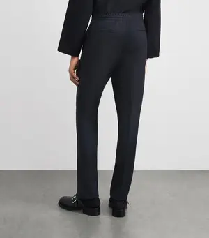 LARDINI Wool Drawstring Trousers - Navy
