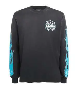 Amiri Cotton Eagle Flames Long-sleeve T-shirt