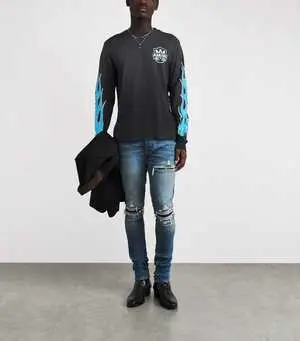 Amiri Cotton Eagle Flames Long-sleeve T-shirt