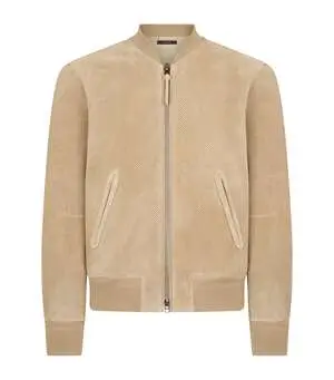 TOM FORD Leather Bomber Jacket - Green