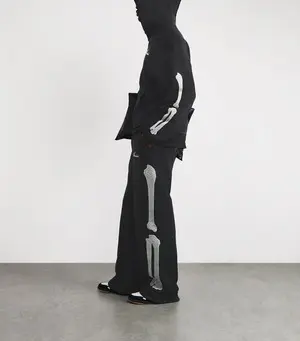 Amiri Cotton Bones Oversized Hoodie - Black