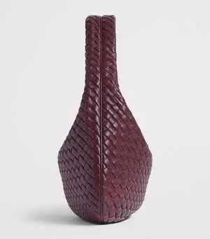 Bottega Veneta Lambskin Intrecciato Veneta Shoulder Bag - Red