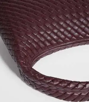 Bottega Veneta Lambskin Intrecciato Veneta Shoulder Bag - Red