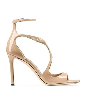 JIMMY CHOO Azia 95 Patent Leather Sandals - Neutral