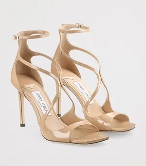 JIMMY CHOO Azia 95 Patent Leather Sandals - Neutral