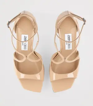 JIMMY CHOO Azia 95 Patent Leather Sandals - Neutral
