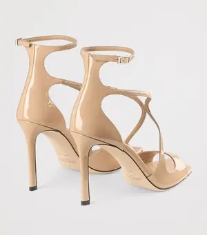 JIMMY CHOO Azia 95 Patent Leather Sandals - Neutral