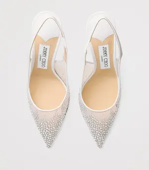 JIMMY CHOO Love 85 Embellished Slingback Pumps - White