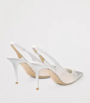 JIMMY CHOO Love 85 Embellished Slingback Pumps - White