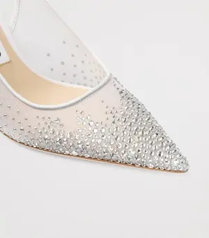 JIMMY CHOO Love 85 Embellished Slingback Pumps - White
