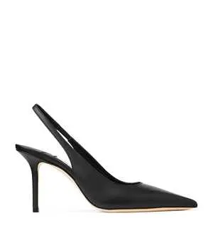 JIMMY CHOO Love 85 Leather Slingback Pumps Black