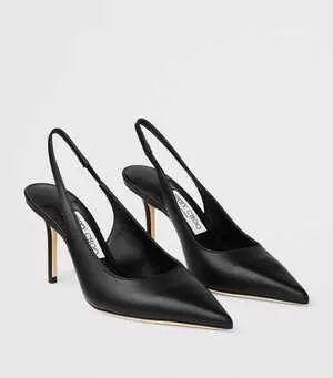 JIMMY CHOO Love 85 Leather Slingback Pumps - Black